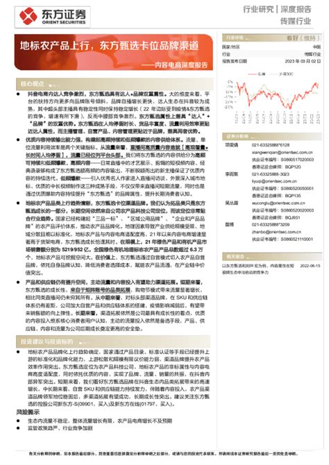 内容电商深度报告：地标农产品上行，东方甄选卡位品牌渠道