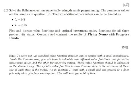 [5 2 2 Solve The Bellman Equation Numerically Using