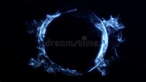 Glowing Dynamic Waveform Energy Sphere From Particles Flowing On Black Abstract Background