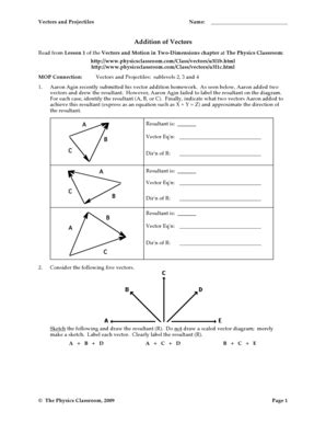 Fillable Online Addition Of Vectors The Physics Classroom Fax Email