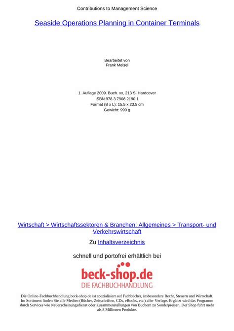 Pdf Seaside Operations Planning In Container Terminals Dokumentips