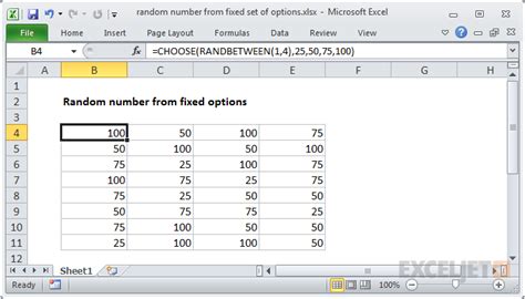 Random Number From Fixed Set Of Options Excel Formula Exceljet