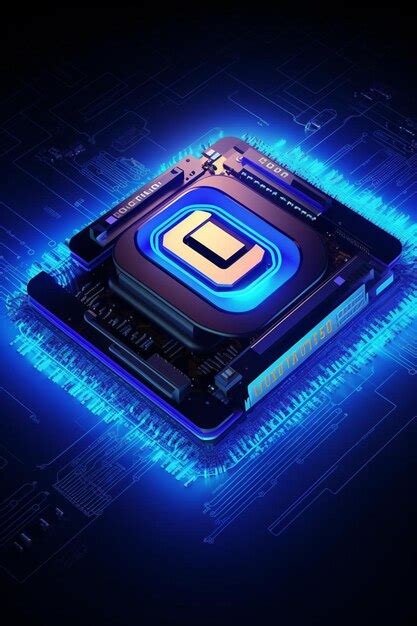 Premium AI Image Futuristic Microchip Cpu With Blue Lights And Effects