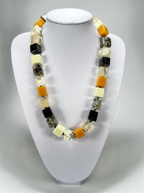 Jackie Brazil Pop Seasons Mix Liquorice Small Cubes 65cm Necklace