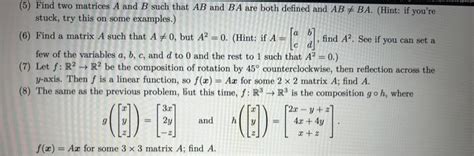 solved 5 find two matrices a and b such that ab and ba are
