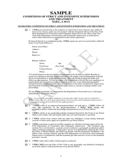 Sist Sex Offender Sample Conditions Pdf Probation Officer Parole
