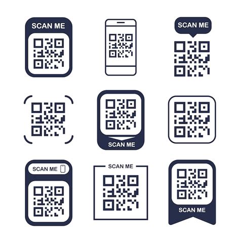 Premium Vector QR Code Icon Set Label Template Scan For Pay Or