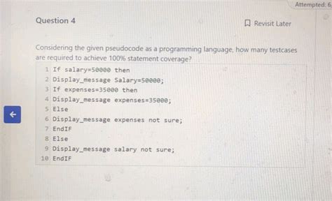 Attempted 6 Question 4 Revisit Later Studyx