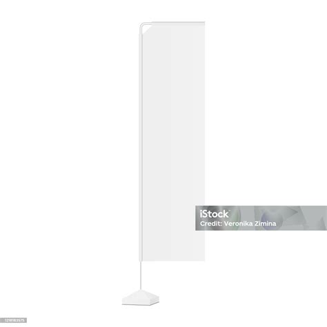 흰색 배경에 격리된 광고 수직 플래그 모형 직사각형 모양 3차원 형태에 대한 스톡 벡터 아트 및 기타 이미지 3차원 형태 가리키기 간판 Istock