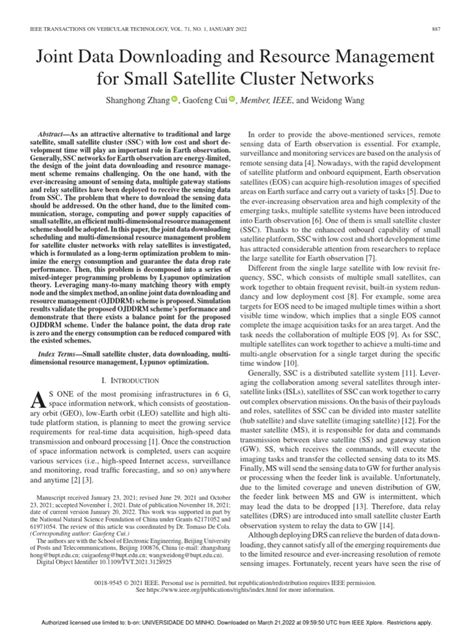 Joint Data Downloading And Resource Management For Small Satellite Cluster Networks Pdf