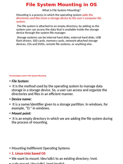 File System Mounting In Os Pdf File System Computer File