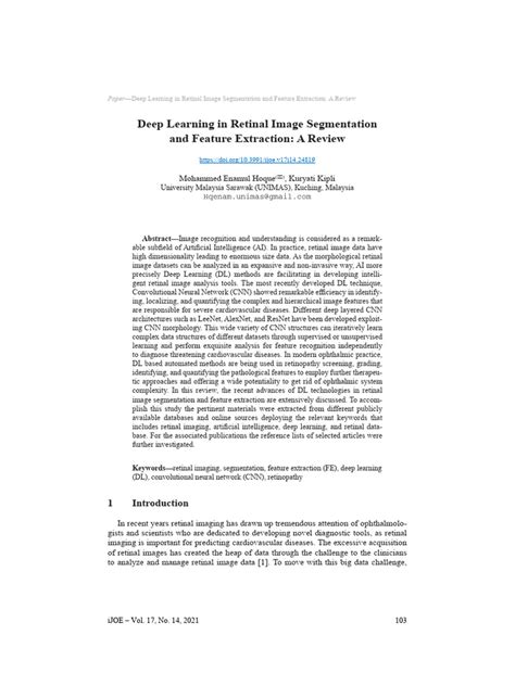 103 deep learning in retinal image segmentation and feature extraction