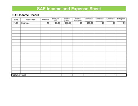 Excel Income And Expense Worksheet