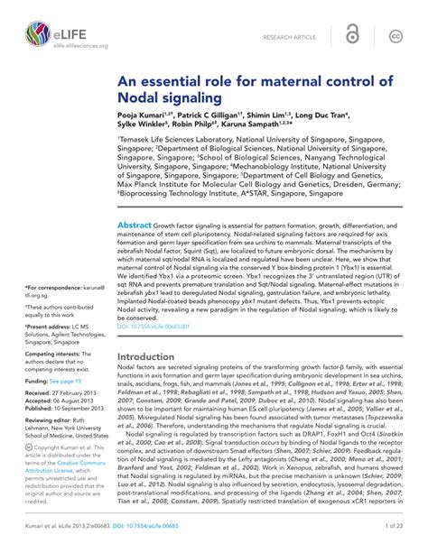 Pdf An Essential Role For Maternal Control Of Nodal Signaling