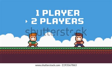 시작 화면이 포함된 픽셀 아트 게임 스톡 벡터로열티 프리 1193567863