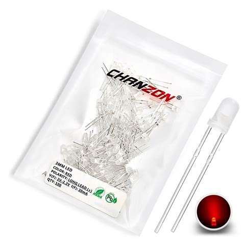 Diffused 3mm Led Diode Kit White Red Green Blue Yellow Orange 2v 3v Bulb Light Emitting