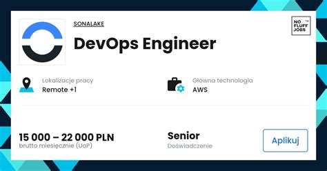 Praca Devops Engineer Devops Sonalake Zdalnie No Fluff Jobs