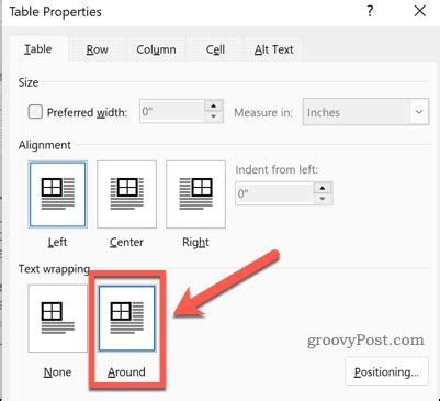 How To Wrap Text Around A Table In Word