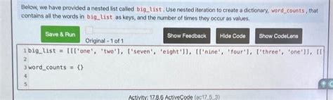 Solved Below We Have Provided A Nested List Called