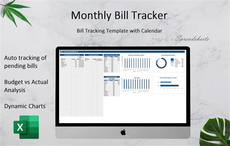 Bill Tracker Excel Template With Due Date Calendar Monthly Budget Dashboard Personal Finance