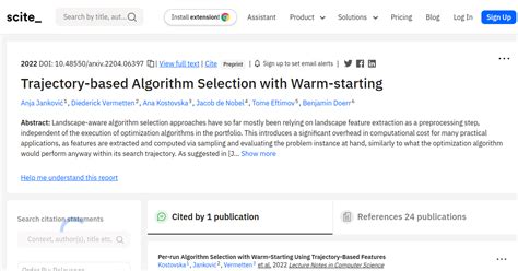 [citation report] trajectory based algorithm selection with warm starting