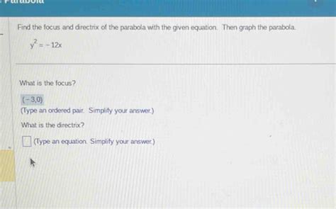 Solved Ar Apóía Find The Focus And Directrix Of The Parabola With The Given Equation Then
