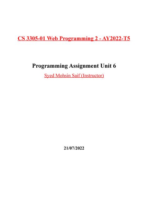 Drupal Site Cs 3305 01 Web Programming 2 Ay2022 T Programming Assignment Unit 6 Syed Mohsin