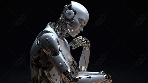 사려 깊은 여성 사이보그 또는 로봇이 등장하는 아름답게 렌더링된 3d 배경 여자 컴퓨터 배경 자동적 인 배경 디지털 기술 배경 이미지 Hd 여자 컴퓨터 인공 지능