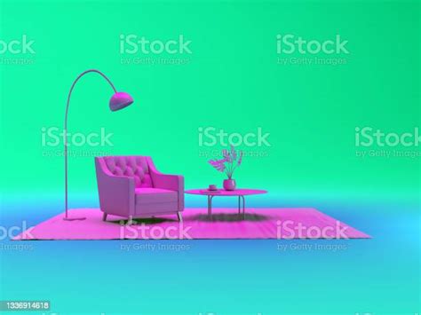 단일 안락 의자 플로어 램프 및 장식 꽃병이있는 분홍색 색상 건축에 대한 스톡 사진 및 기타 이미지 건축 거실 실내 Istock