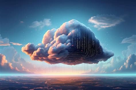 Binary Cloud Computing Concept Illustration Premium Ai Generated Image