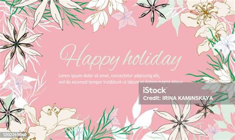 분홍색 배경에 봄 꽃꽃 배너입니다 텍스트 프레임 인사말및 결혼식 초대를위한 손으로 그린 벡터 일러스트와 인사말 카드 0명에 대한 스톡 벡터 아트 및 기타 이미지 Istock