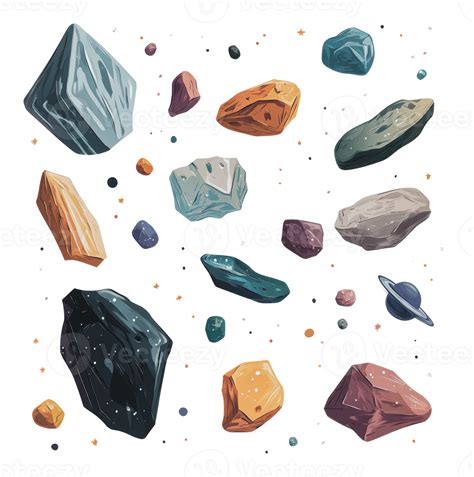 Colorful Rocks And Planets Floating In Outer Space 52656621 Png