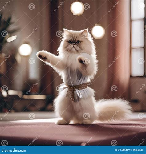 Ai Generated Illustration Of A Cat Balancing On One Leg Holding A Ball