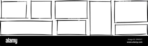 Rectangle Frame Line Square Shape Outline On Hand Draw Style Vector Illustration Isolated
