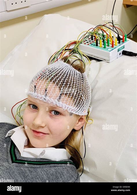 Girl Having EEG Procedure Stock Photo Alamy