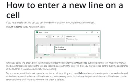 How To Enter A New Line On A Cell Microsoft Excel 365