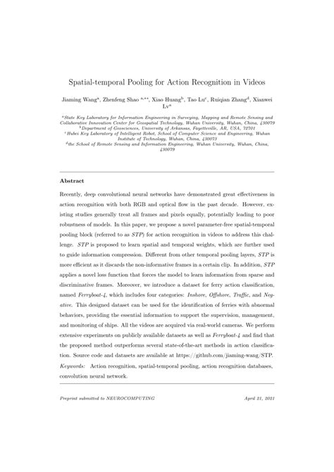 Pdf Spatial Temporal Pooling For Action Recognition In Videos