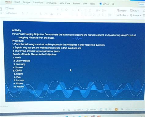 Activity PerCePtual Mapping Objective StudyX
