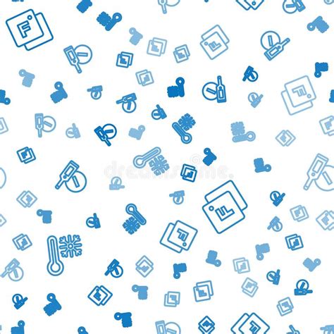 Set Line Thermometer With Snowflake Fahrenheit And Digital Thermometer On Seamless Pattern