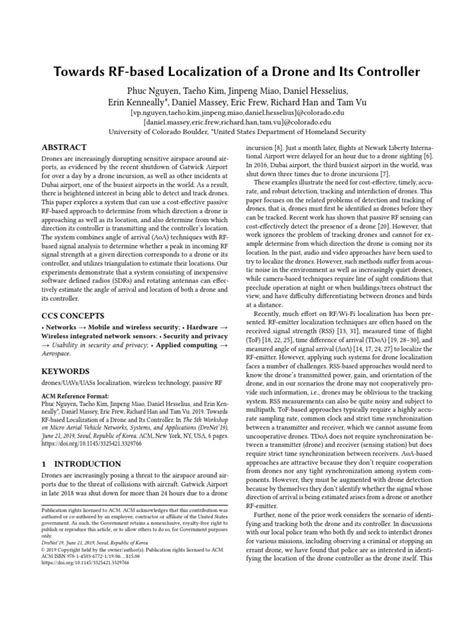 rf based localization of a drone controller pdf