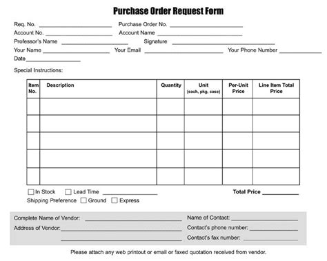 Purchase Request Form Template Excel