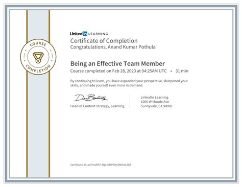 anand kumar pothula on linkedin certificate of completion