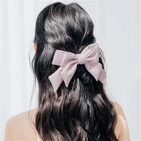 여자 블랙 새틴 활 머리 핀 여자에 대 한 크리스탈 긴 리본 헤어 클립 빈티지 바 너트 바렛 헤어 액세서리 고품질