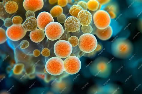 Microscopic Illustration Of Staphylococcus Aureus Closeup Of Clustered