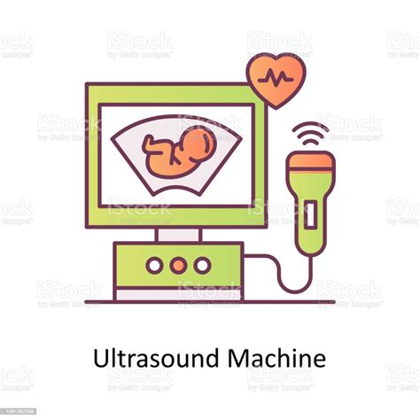 초음파 기계 벡터 채워진 개요 아이콘 디자인 일러스트레이션 흰색 배경 Eps 10 파일에 의료 및 실험실 장비 기호 개념에 대한
