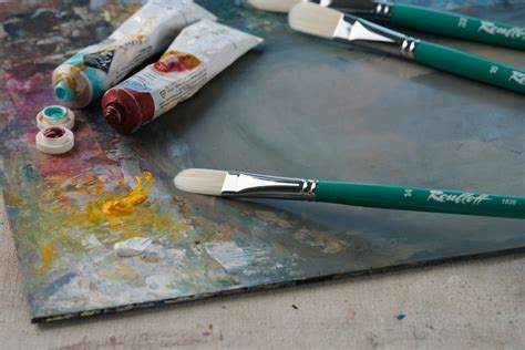 Кисти для масла и акрила синтетика овальные ROUBLOFF сер. 1839 ручка ...