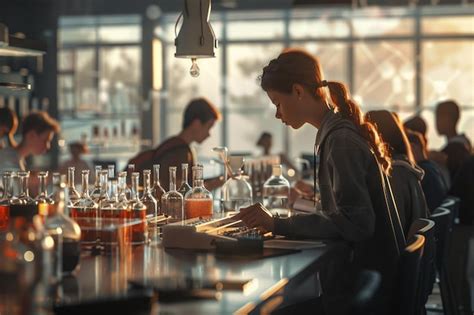 Students In Science Class Premium Ai Generated Image