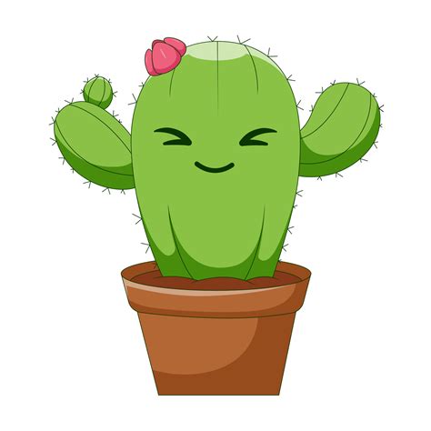 Cute Cartoon Cactus Smiling Vector Illustration 15846432 Vector Art At