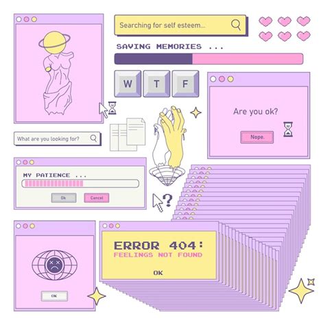 Premium Vector Trendy Y2k Sticker Set Old Computer Aestheticretro User Interface