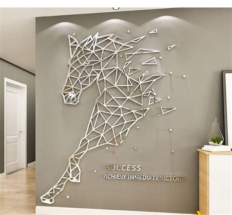 Простые акриловые настенные наклейки с лошадью 3d Diy домашний декор гостиная зеркальная